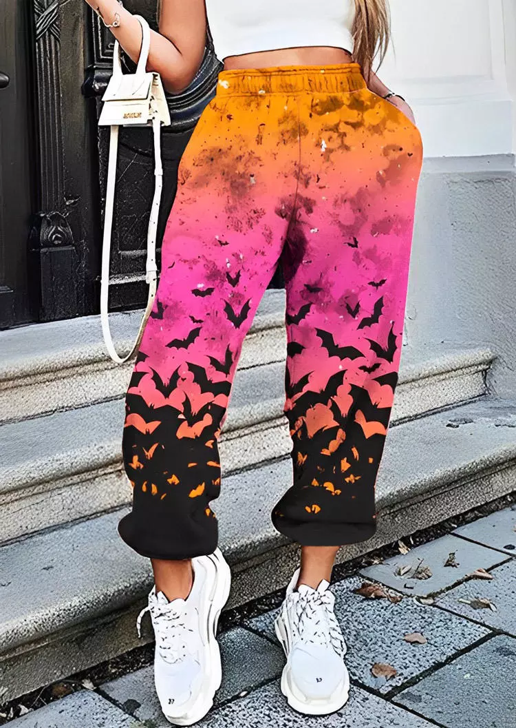 Gradient Bat Elastic Waist Sweatpants - Bellelily